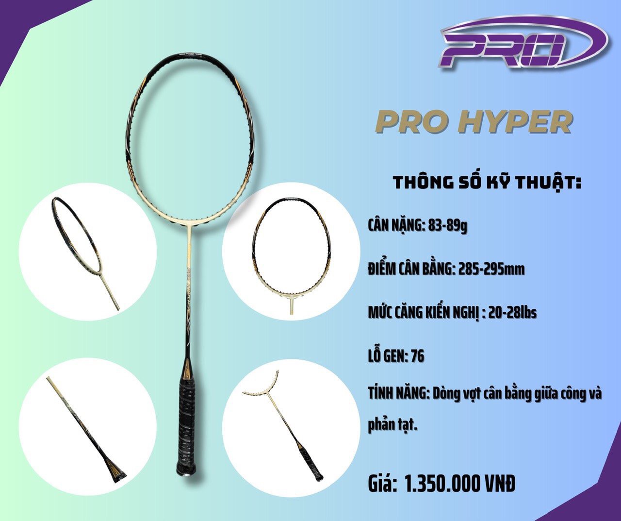 PRO HYPER[tặng cước+cuốn cán] | Đức Tài Sport